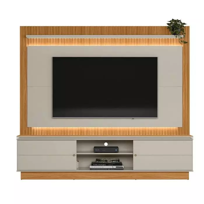 Rack Para Tv Con Panel 2 Puertas Mdp/Mdf Nature Off White Guararapes